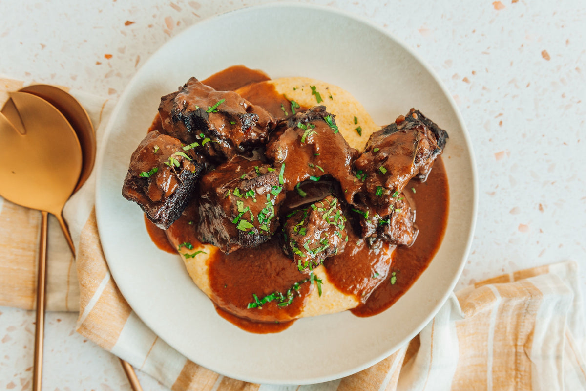 Red Wine-Braised Short Ribs with Polenta – Source Farms